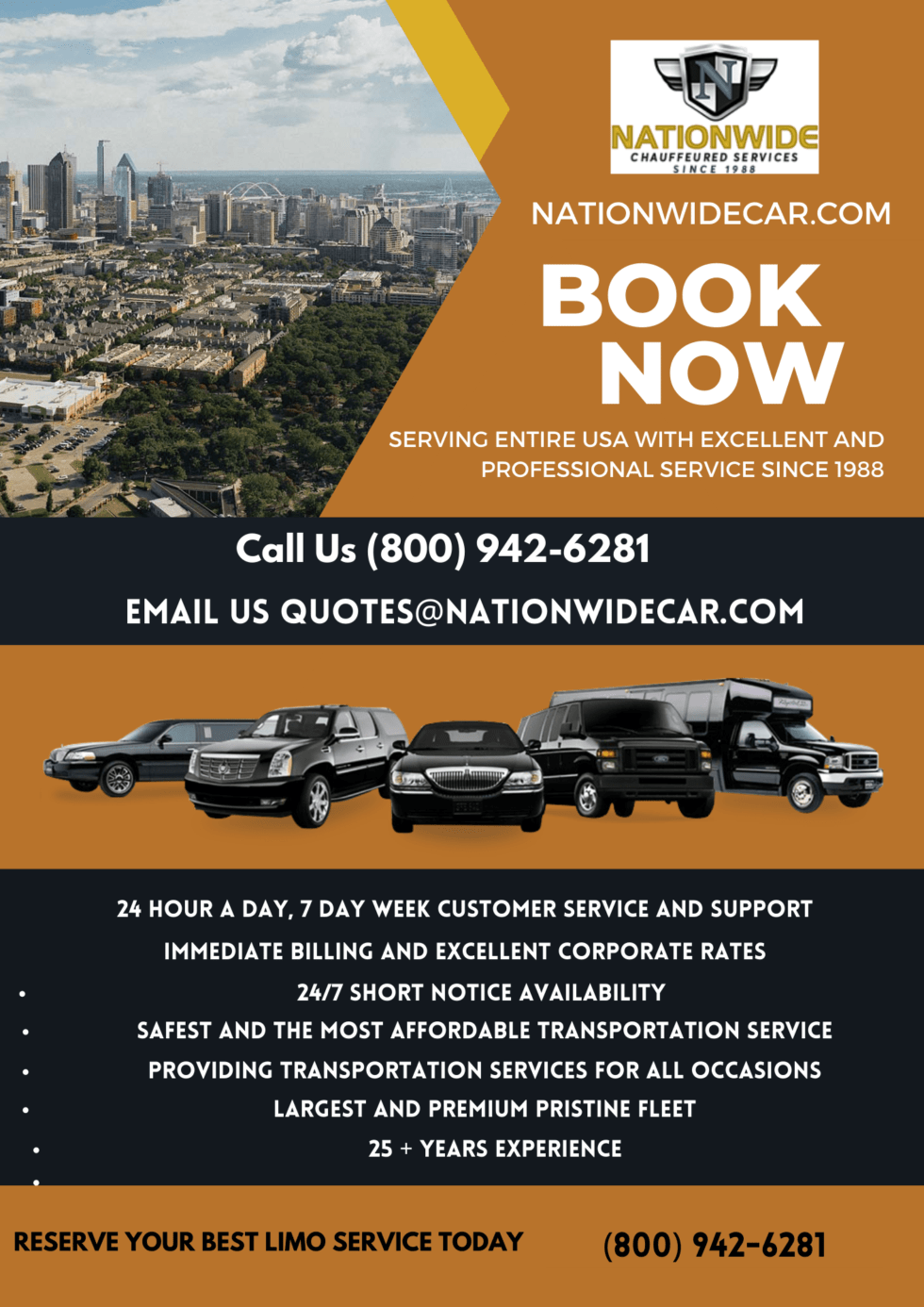 Nationwide Chauffeured Services Infographics Flyers